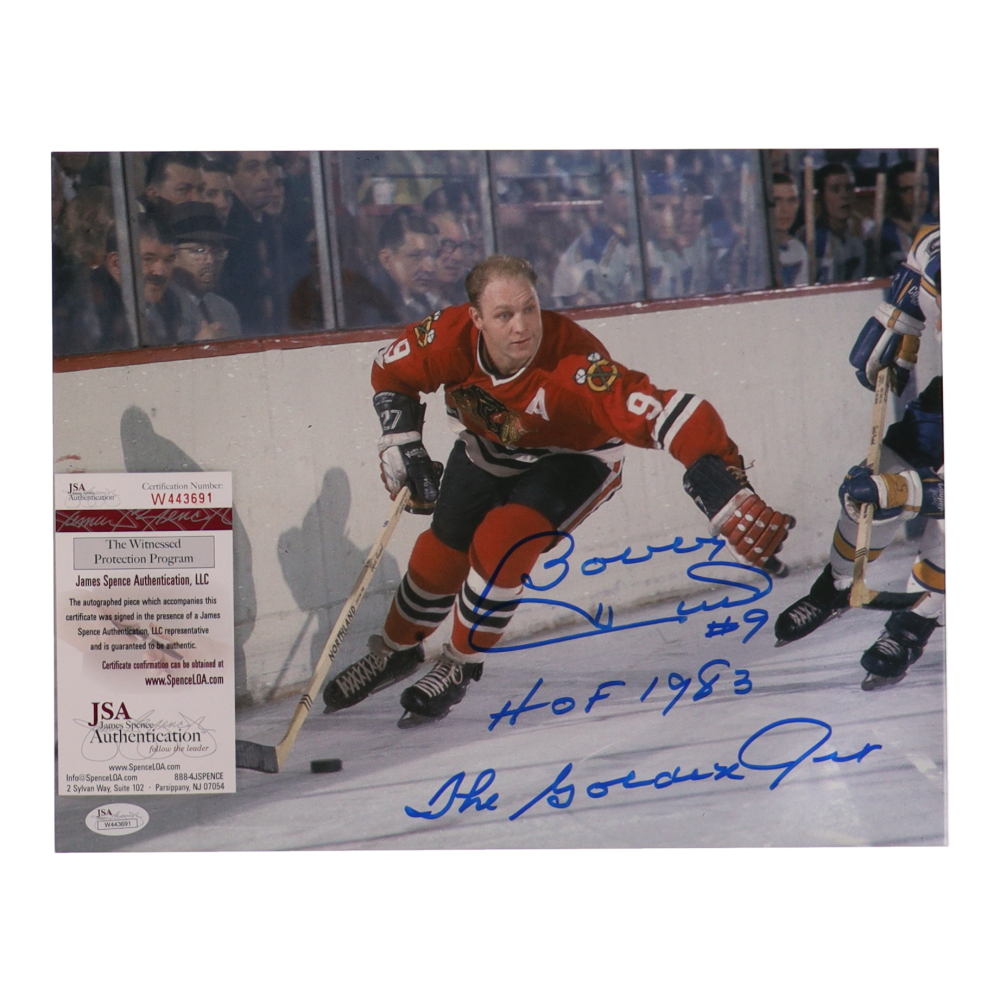 Bobby Hull Signed Blackhawks 11x14 Photo Inscribed "HOF 1983" & "The ...