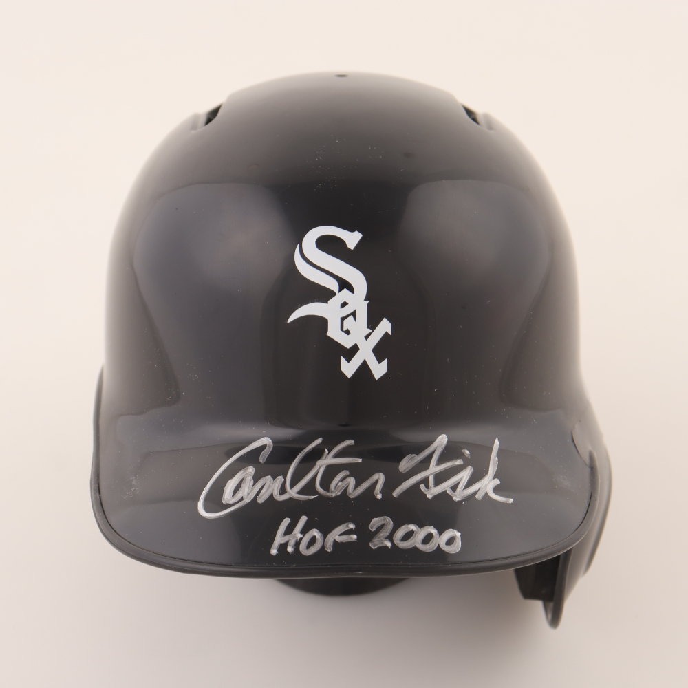 Carlton Fisk Signed White Sox Mini Batting Helmet Inscribed "HOF 2000 ...