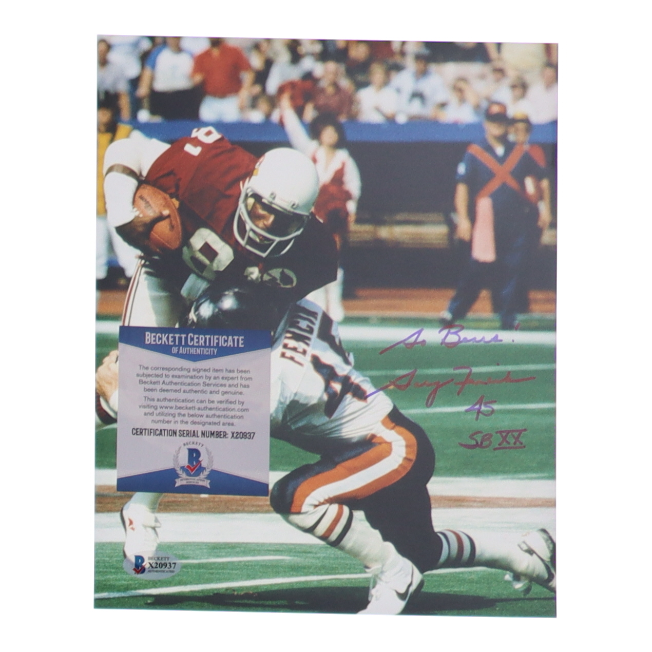 Gary Fencik Signed Bears 8x10 Photo Inscribed "Go Bears!" & "SB XX ...