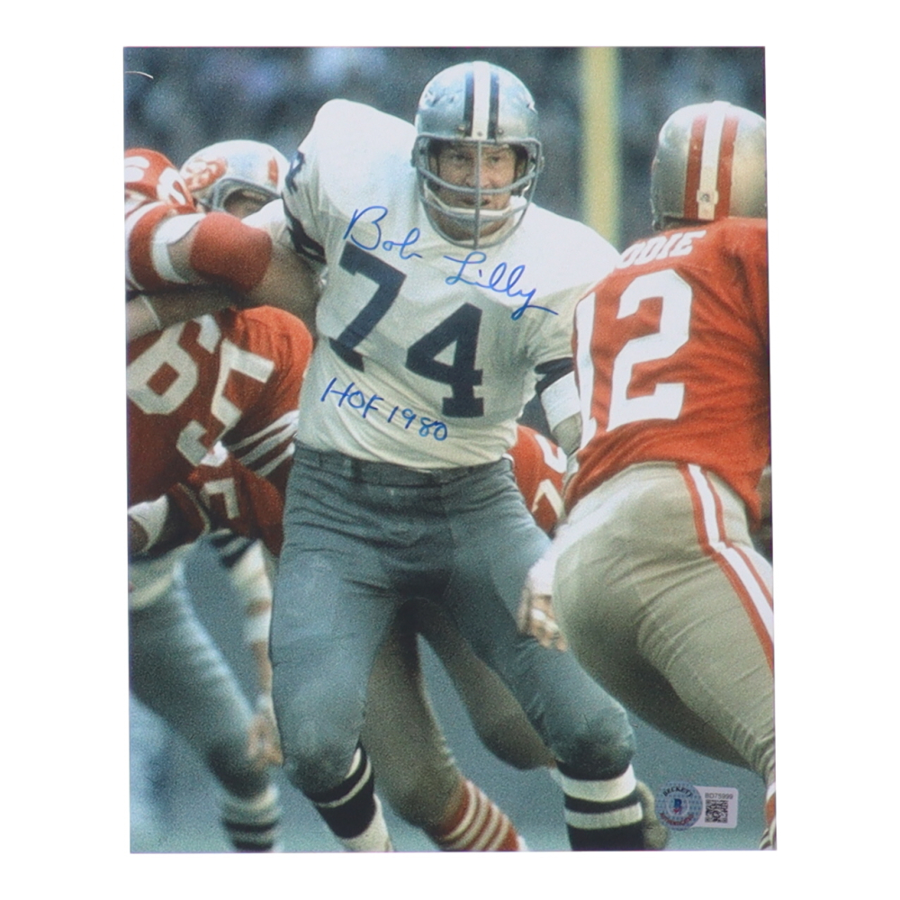 Bob Lilly Signed Cowboys 8x10 Photo Inscribed "HOF 1980" (Beckett ...