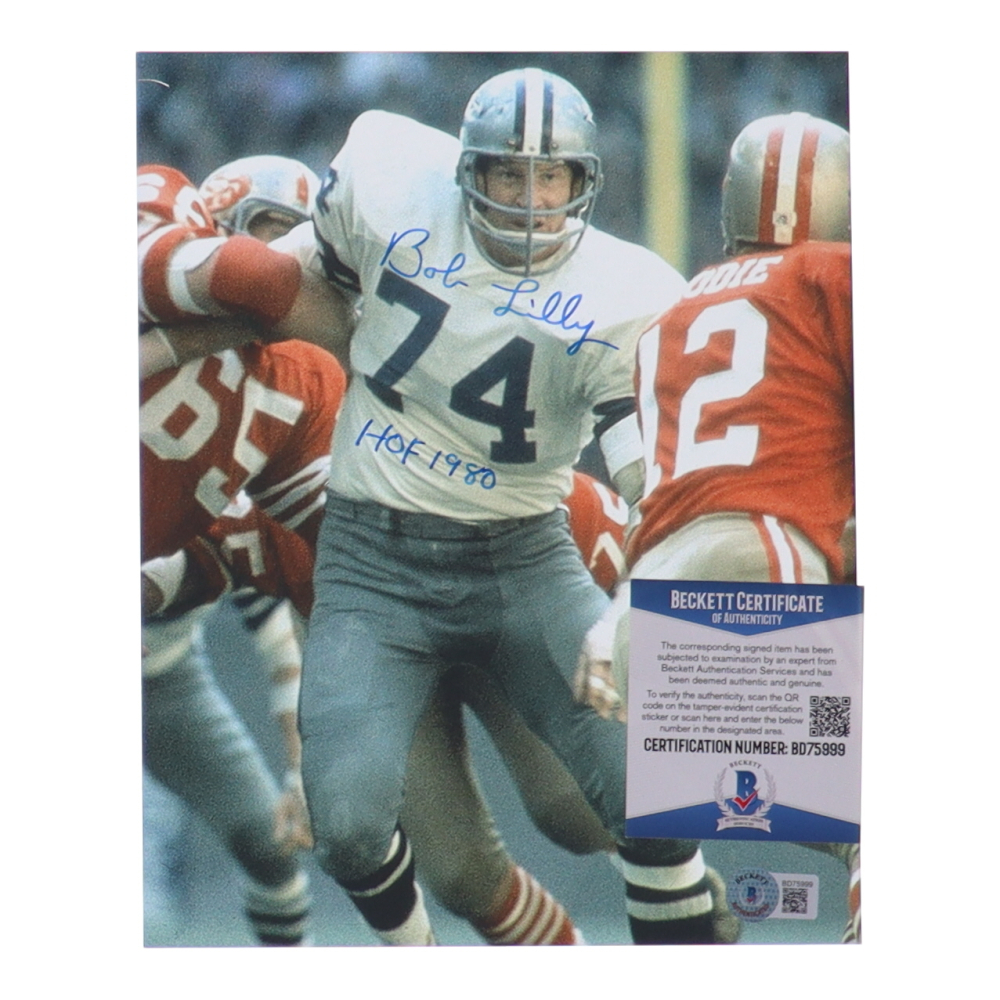 Bob Lilly Signed Cowboys 8x10 Photo Inscribed "HOF 1980" (Beckett ...
