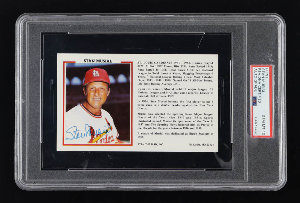 Stan Musial Signed 4x6 Print (PSA) | Pristine Auction