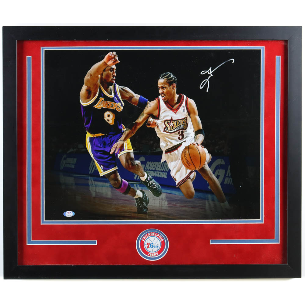Allen Iverson Signed 76ers Custom Framed Photo Display (PSA) | Pristine ...