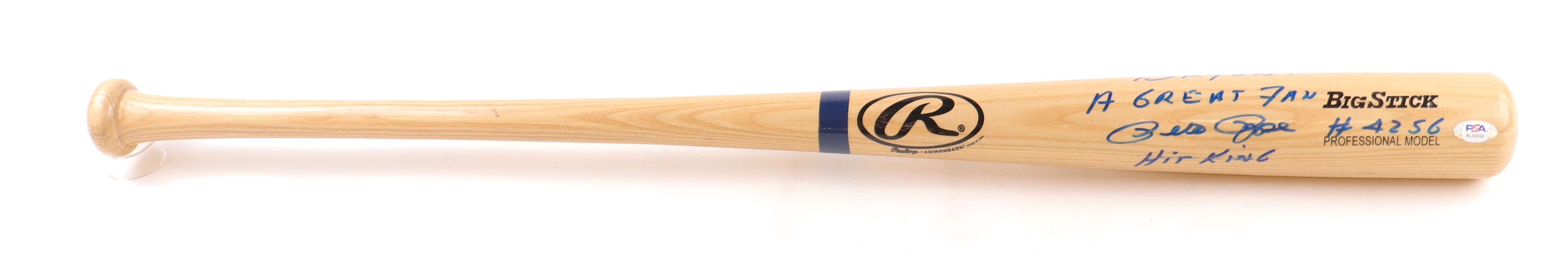 Pete Rose Signed Rawlings Pro Baseball Bat Inscribed "A Great Fan ...