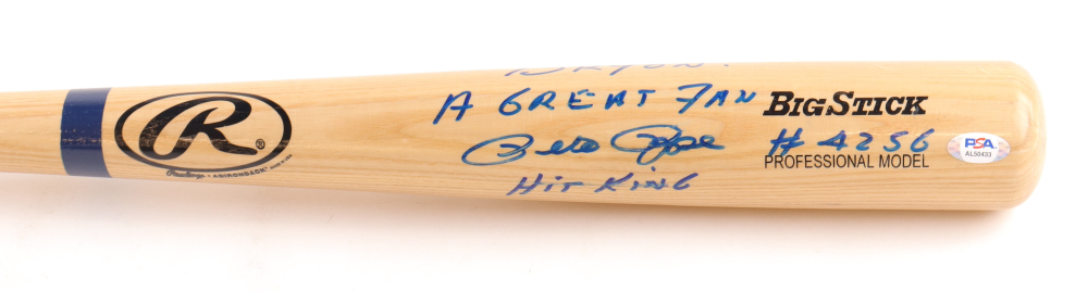 Pete Rose Signed Rawlings Pro Baseball Bat Inscribed "A Great Fan ...