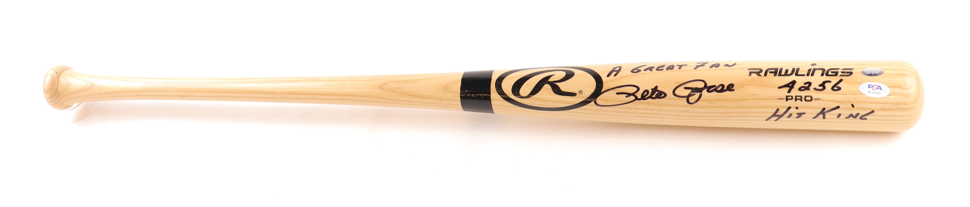 Pete Rose Signed Rawlings Pro Baseball Bat Inscribed "A Great Fan ...
