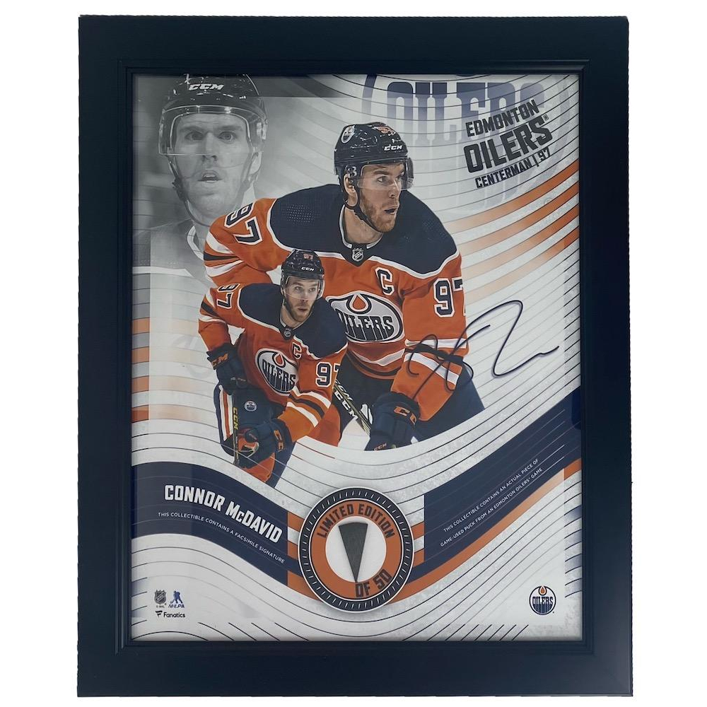 Connor McDavid LE Oilers Custom Framed Photo Display with Game-Used ...