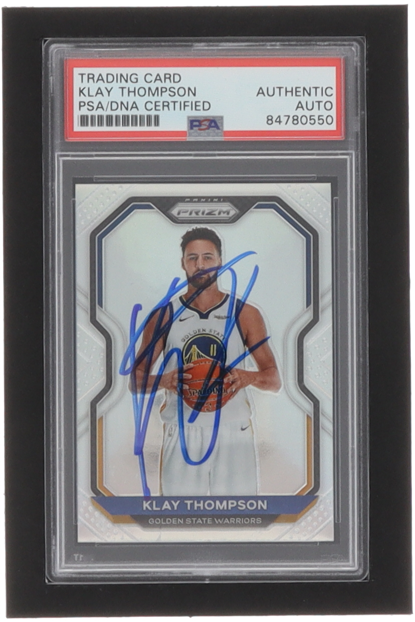 Klay Thompson Signed 2020-21 Panini Prizm Prizms Silver #87 (PSA ...