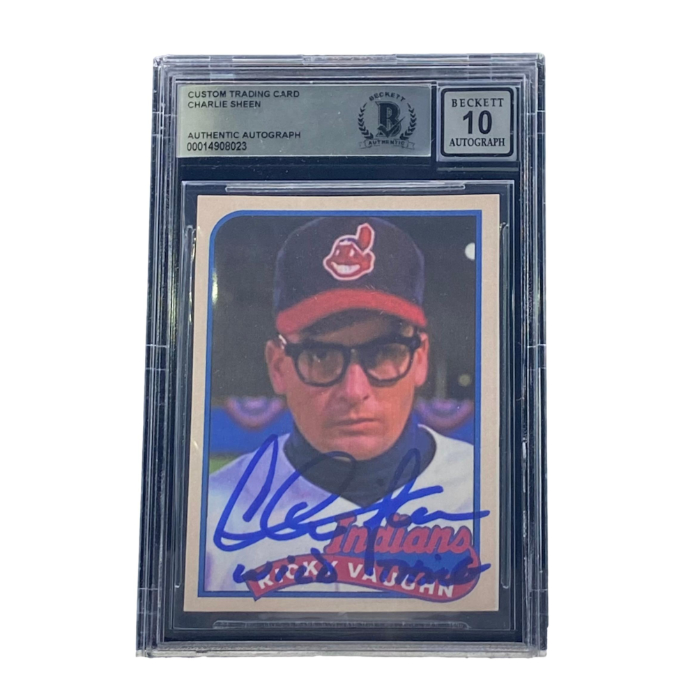 Charlie Sheen Signed "Major League" Trading Card Inscribed "Wild Thing ...