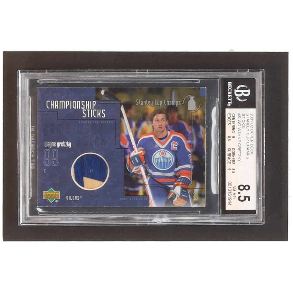Wayne Gretzky 2001-02 UD Stanley Cup Champs Sticks #SWG #28/150 (BGS 8. ...