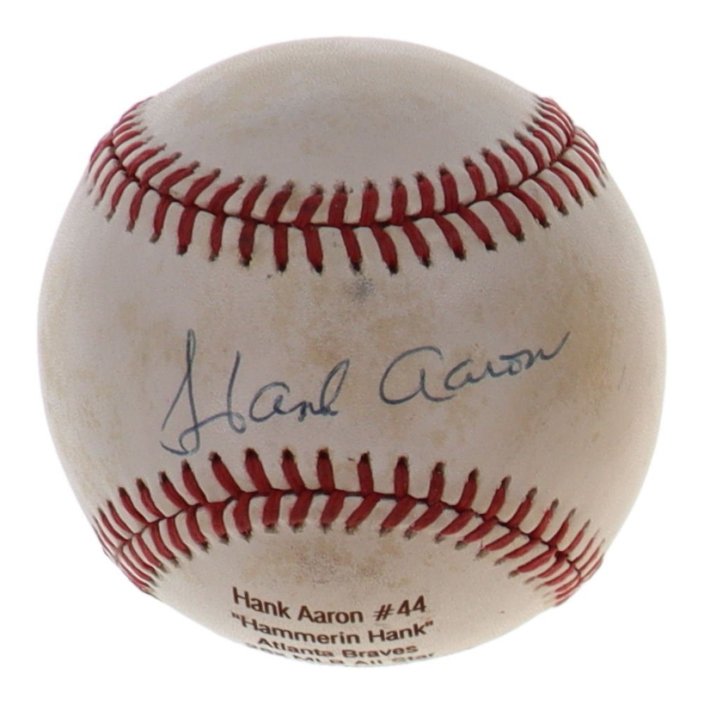 Hank Aaron Signed LE Career Stat Engraved ONL Baseball (PSA) | Pristine ...