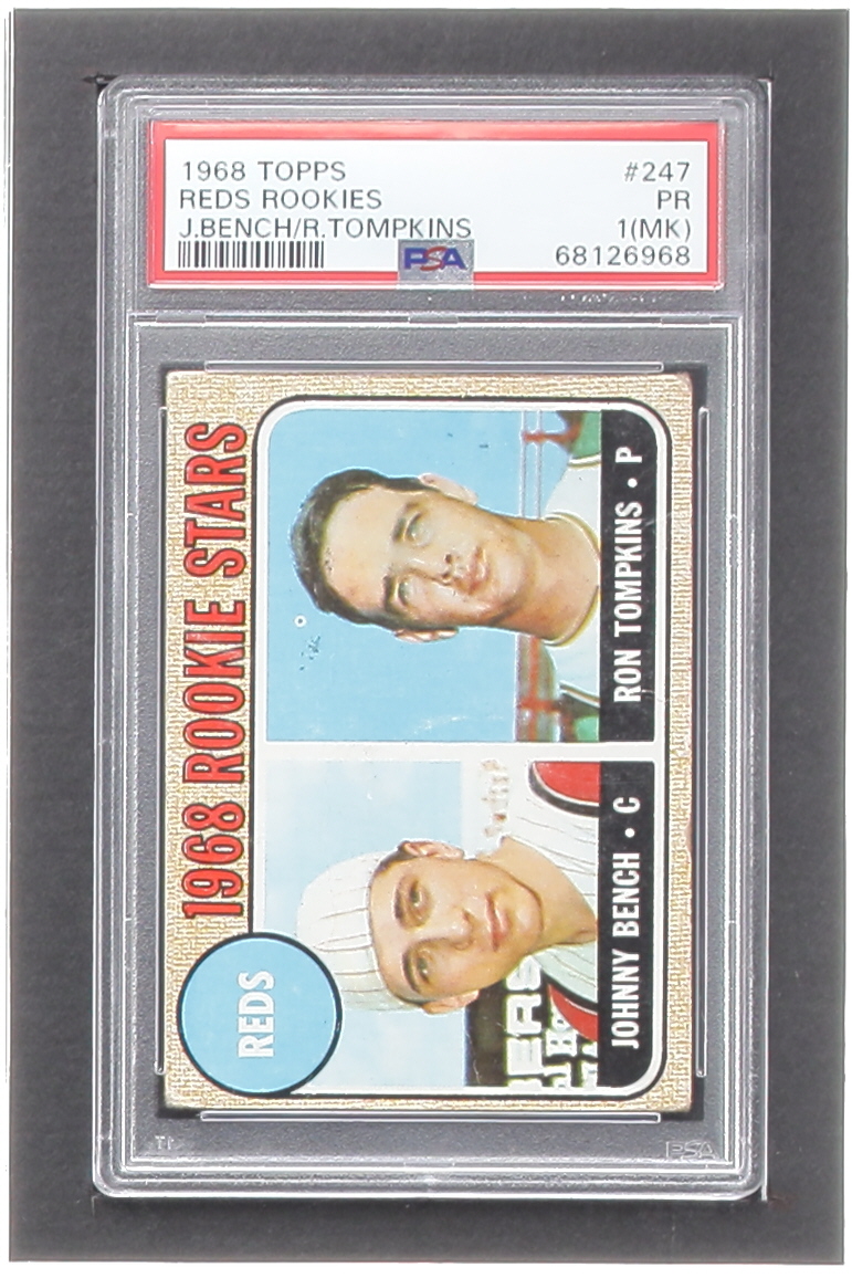 Johnny Bench RC / Ron Tompkins 1968 Topps #247A Rookie Stars (PSA 1 ...