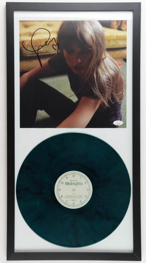 Taylor Swift Signed Custom Framed "Midnights" Vinyl Album Cover Display ...