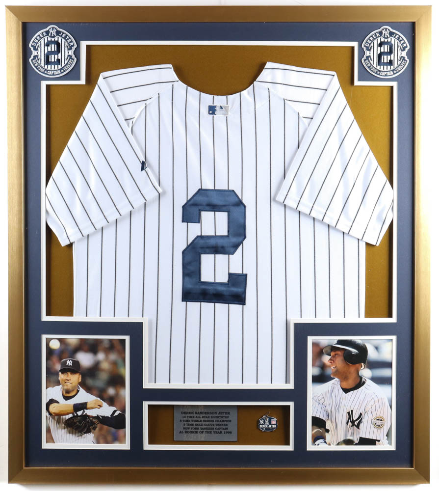 Derek Jeter Yankees Custom Framed Jersey Display with Official Hall of Fame Induction Pin ...