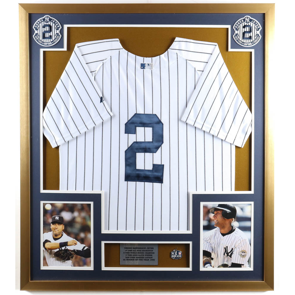 Derek Jeter Yankees Custom Framed Jersey Display with Official Hall of ...