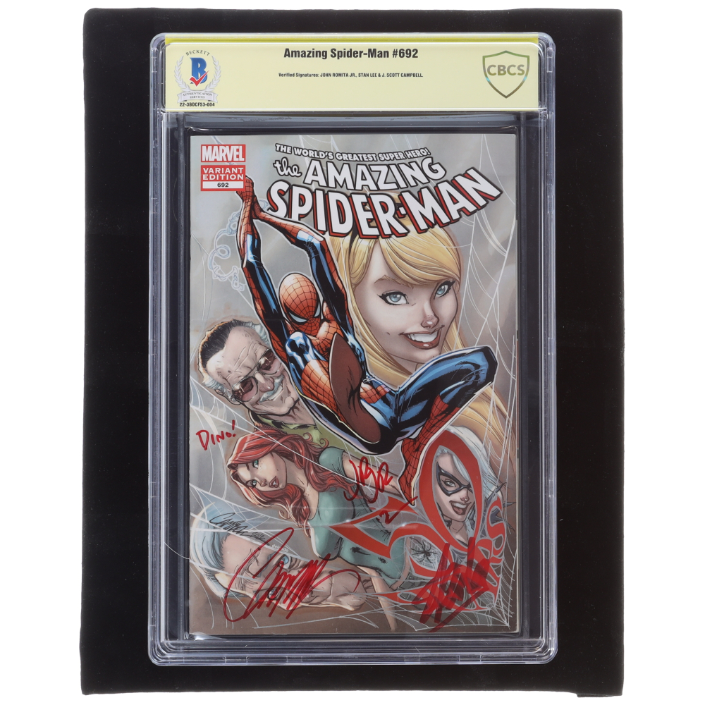 Stan Lee, J. Scott Campbell & John Romita Jr. Signed 2012 "The Amazing ...
