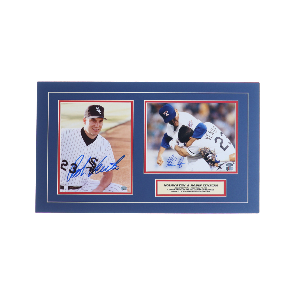 Nolan Ryan & Robin Ventura Signed Custom Matted (2) Photo Display (AIV ...
