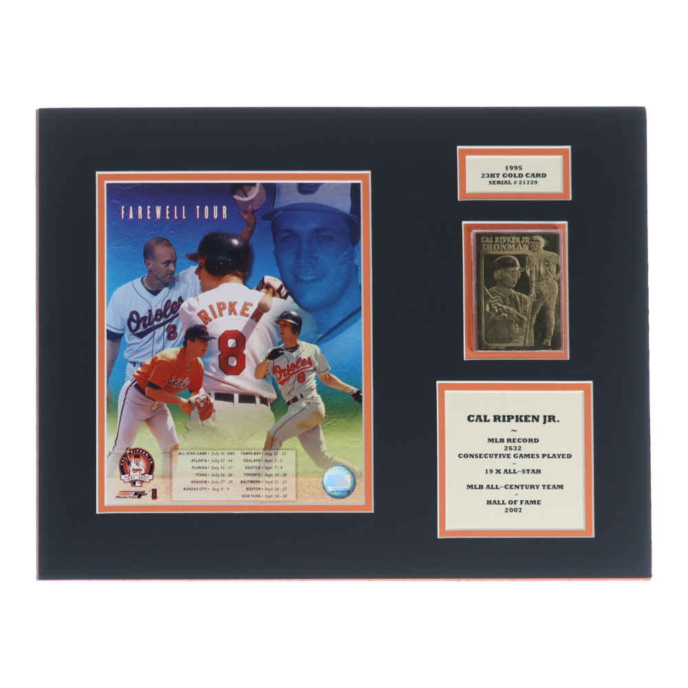 Cal Ripken Jr. Orioles 14x18 Custom Matted 1995 Ironman 23Kt Gold Card ...