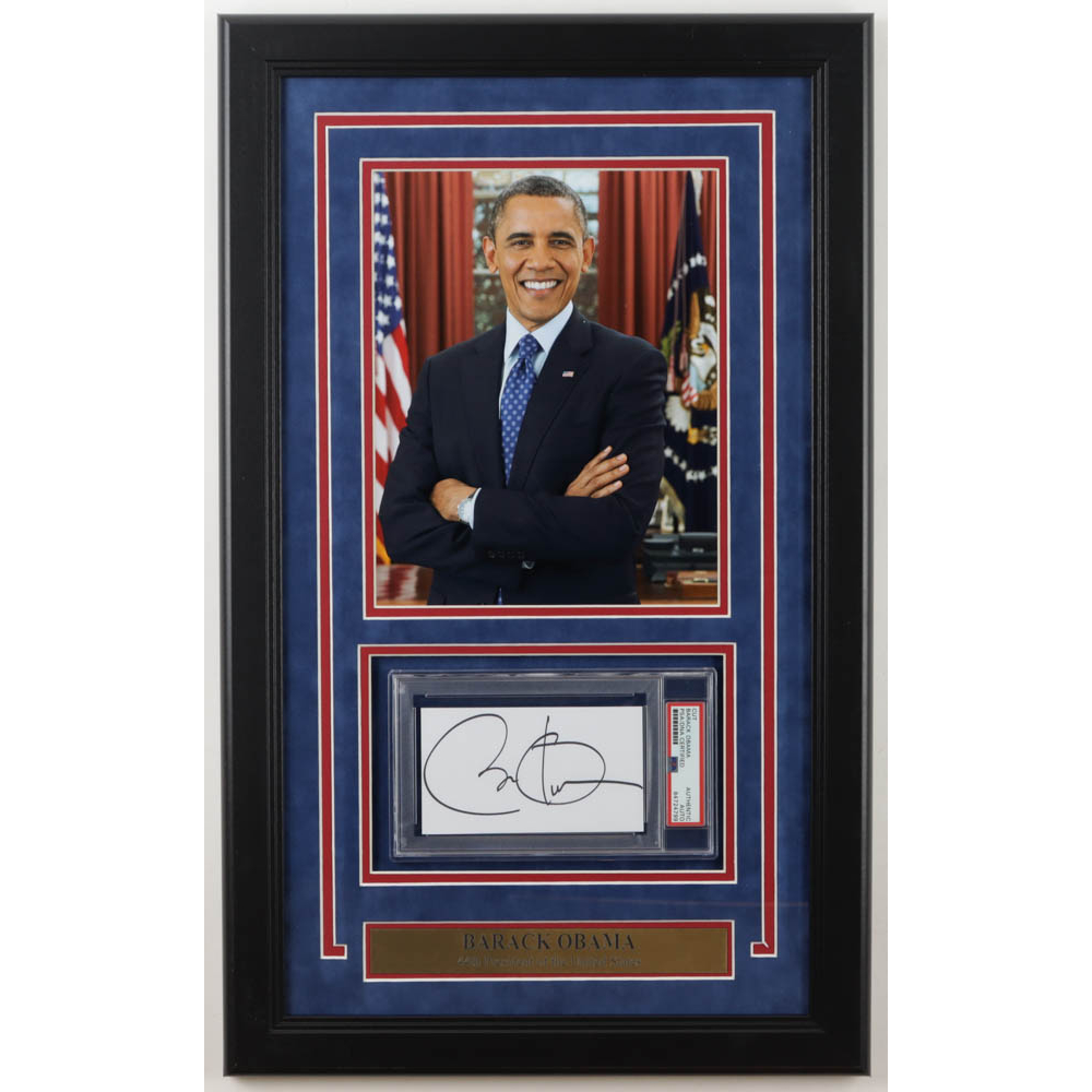 Barack Obama Signed Custom Framed Cut Display (PSA) | Pristine Auction