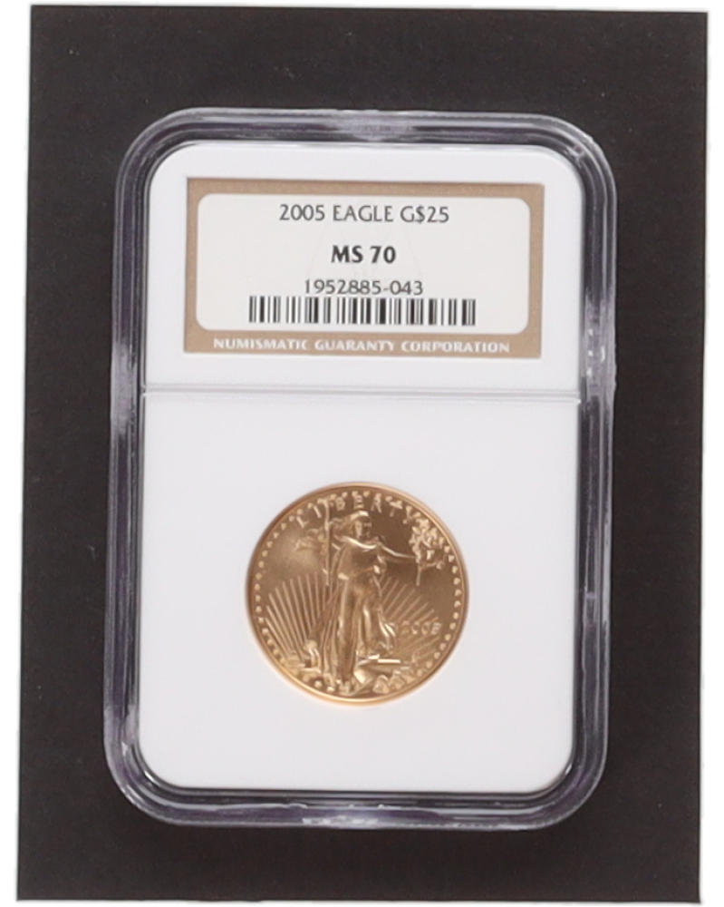 2005 American Gold Eagle $25 1/2 oz .999 Fine Gold Coin (NGC MS70 ...