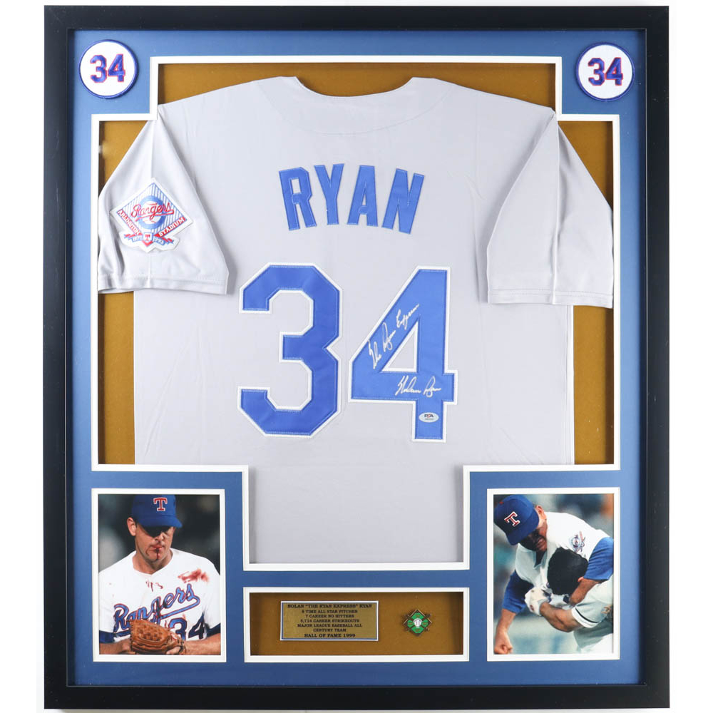 Nolan Ryan Signed Custom Framed Jersey Display with Hall Of Fame ...