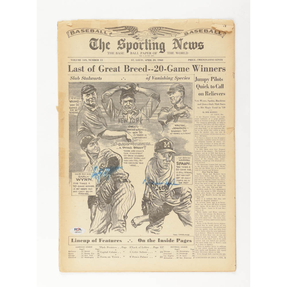 Warren Spahn & Early Wynn Signed 1960 "The Sporting News" Newspaper ...