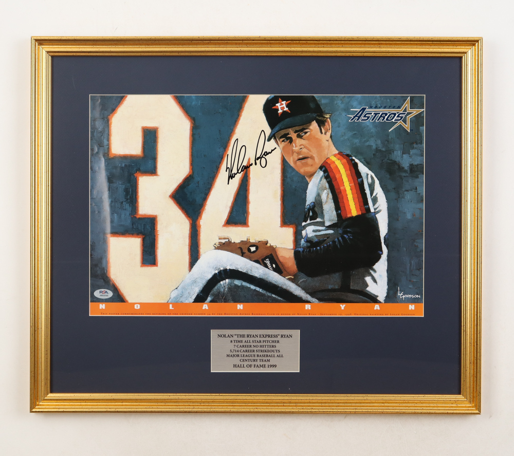 Nolan Ryan Signed Astros Custom Framed Photo Display (PSA) | Pristine ...