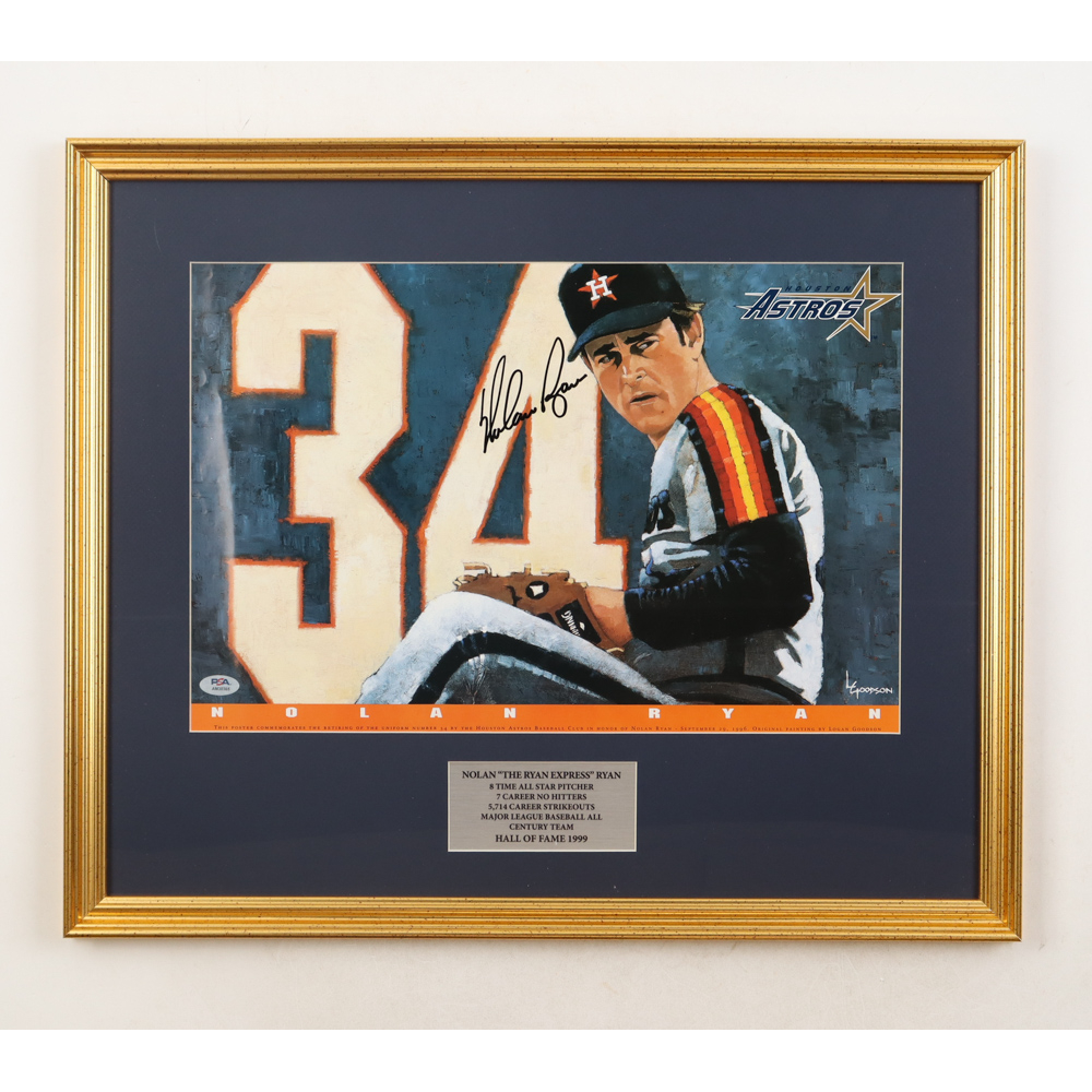 Nolan Ryan Signed Astros Custom Framed Photo Display (PSA) | Pristine ...