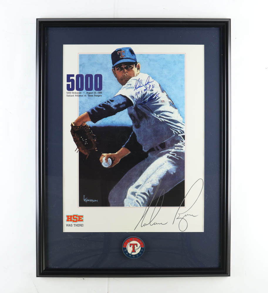 Nolan Ryan Signed Rangers Custom Framed Print Display Inscribed "108.5 ...