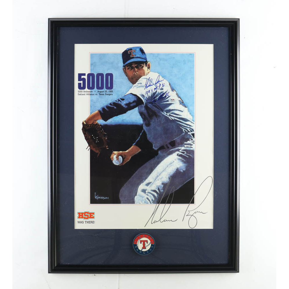 Nolan Ryan Signed Rangers Custom Framed Print Display Inscribed "108.5 ...