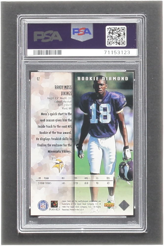 Randy Moss 1998 Black Diamond Rookies #97 RC (PSA 8) | Pristine Auction