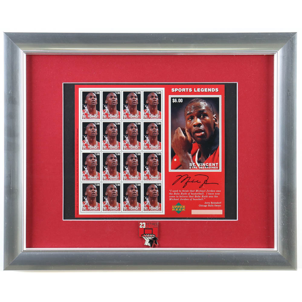 Michael Jordan Bulls Custom Framed Uncut Postage Stamp Sheet Display ...