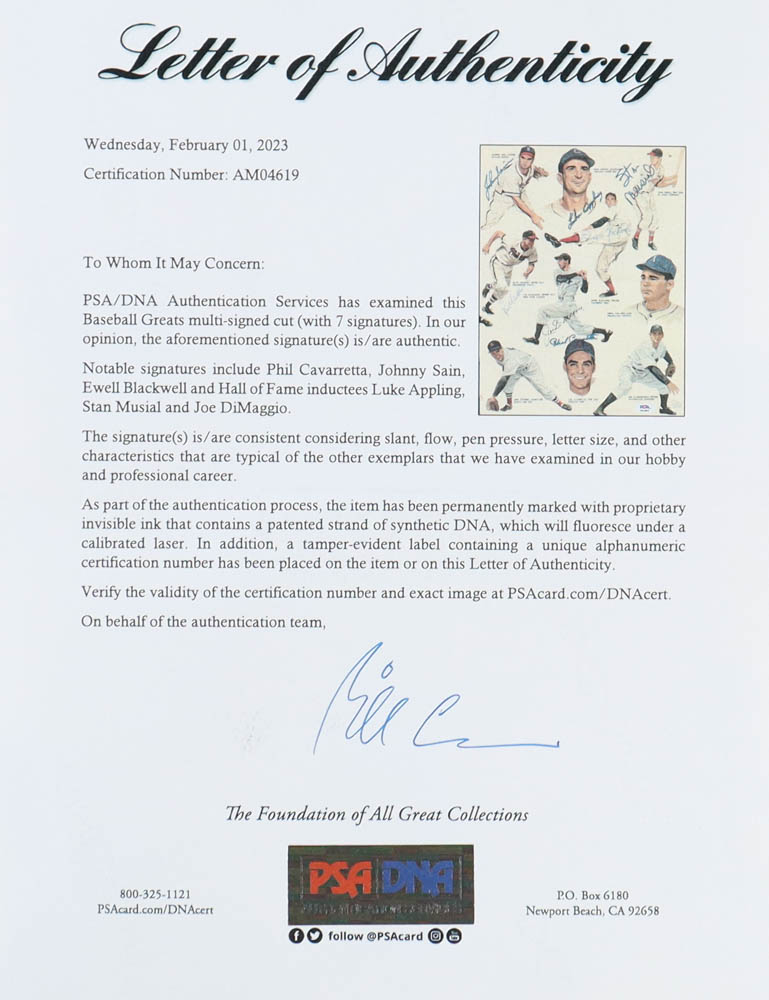 Baseball Greats Custom Framed Print Signed By (7) with Joe DiMaggio ...