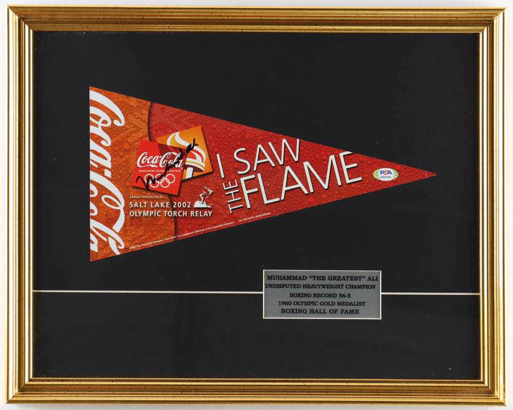 Muhammad Ali Signed "Coca-Cola" Custom Framed Pennant (PSA) | Pristine ...
