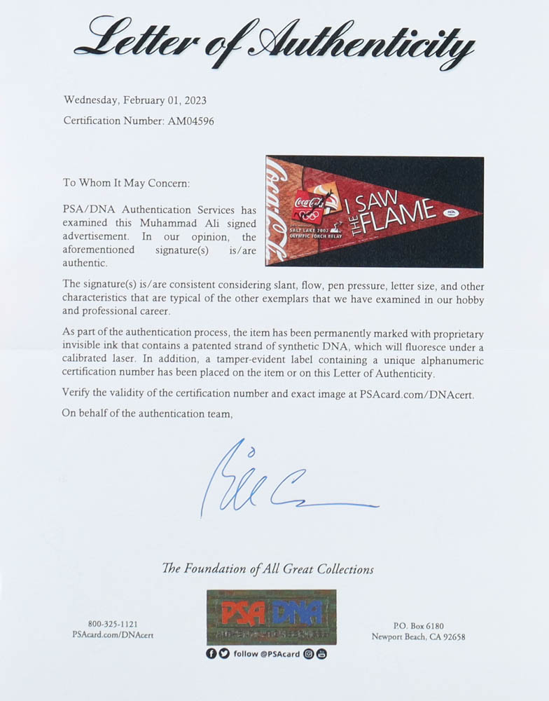 Muhammad Ali Signed "Coca-Cola" Custom Framed Pennant (PSA) | Pristine ...