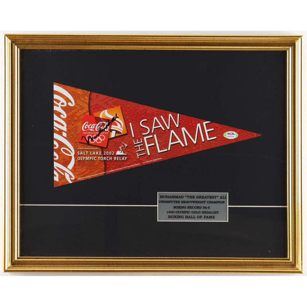 Muhammad Ali Signed "Coca-Cola" Custom Framed Pennant (PSA) | Pristine ...