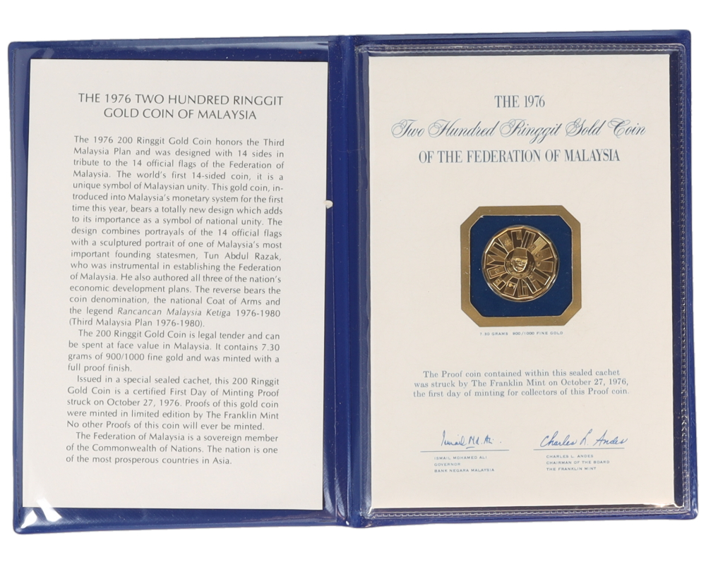1976 - 200 Riggit Gold Coin of The Federation of Malaysia | Pristine ...