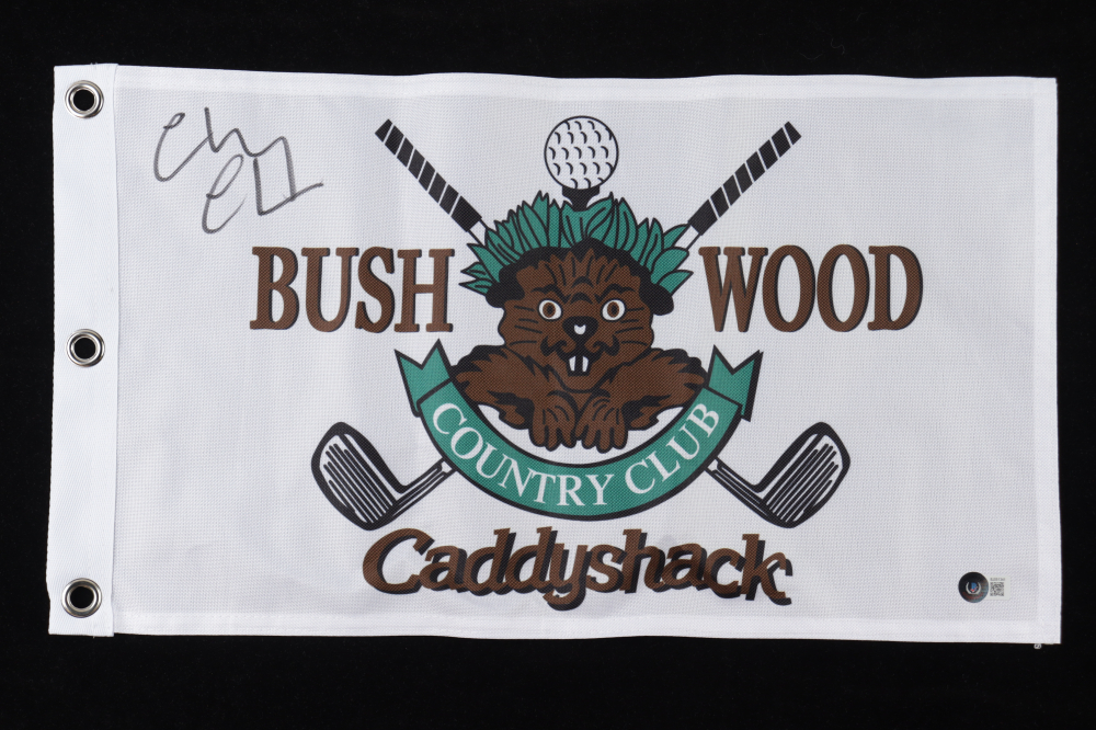 Chevy Chase Signed "Caddyshack" Bushwood Country Club Pin Flag (Beckett ...