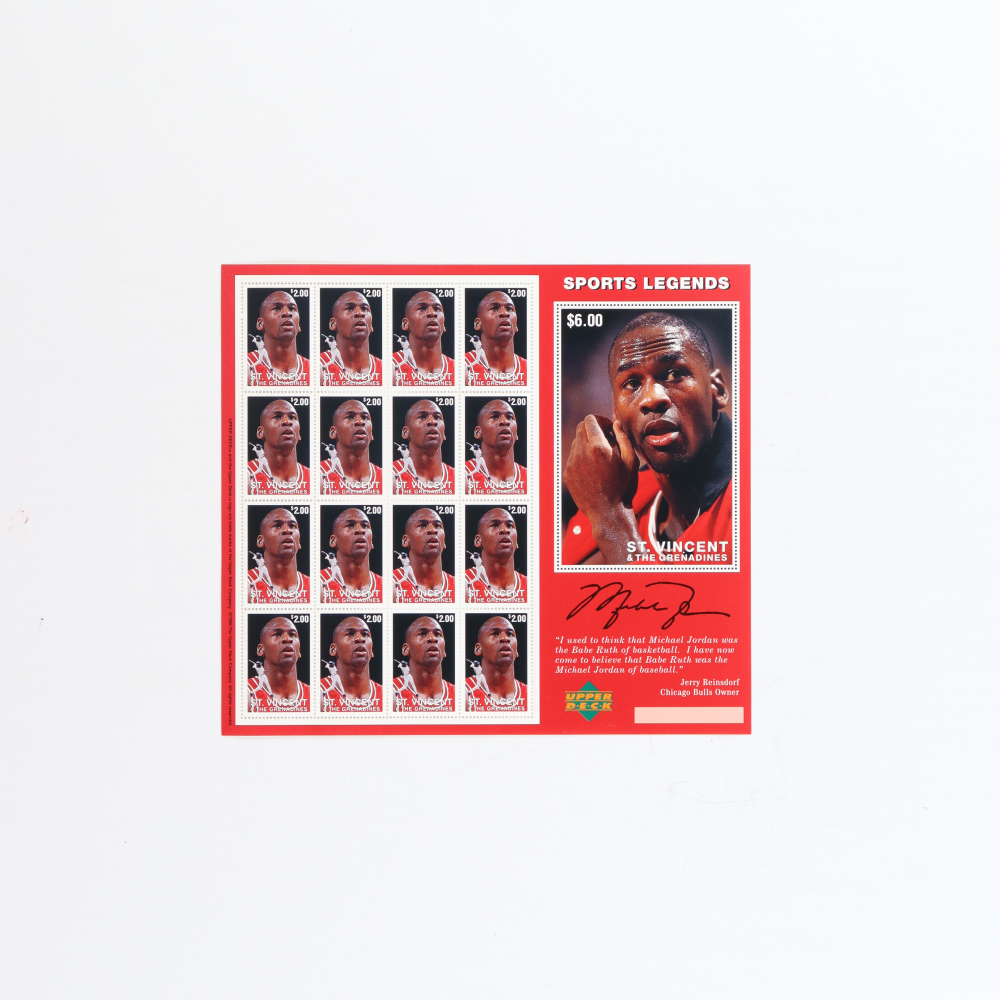 Michael Jordan Bulls Uncut Postage Stamp Sheet Display With (16) Stamps ...