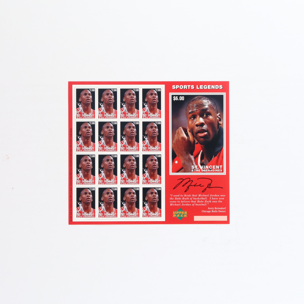 Michael Jordan Bulls Uncut Postage Stamp Sheet Display With (16) Stamps ...