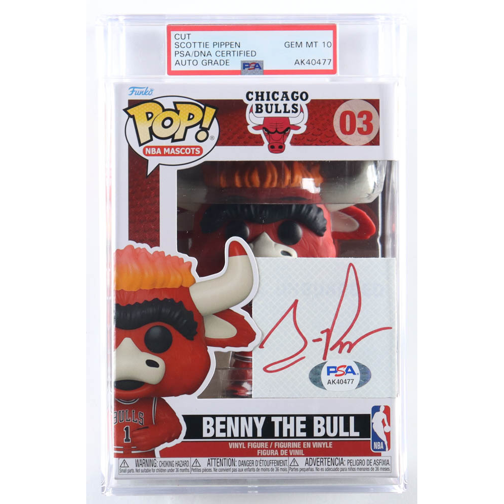 Scottie Pippen Signed Cut with Bulls #03 Benny The Bull Funko Pop ...