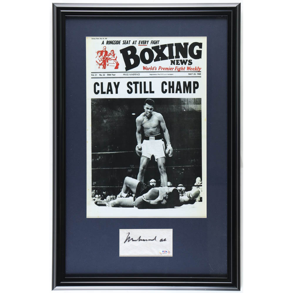 Muhammad Ali Signed Custom Framed Cloth Cut Display (PSA) | Pristine ...