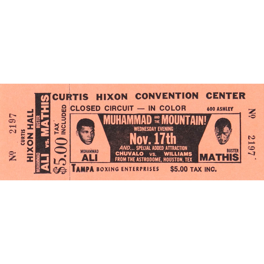 Unused 1971 Muhammad Ali & Buster Mathis Fight Viewing Ticket ...