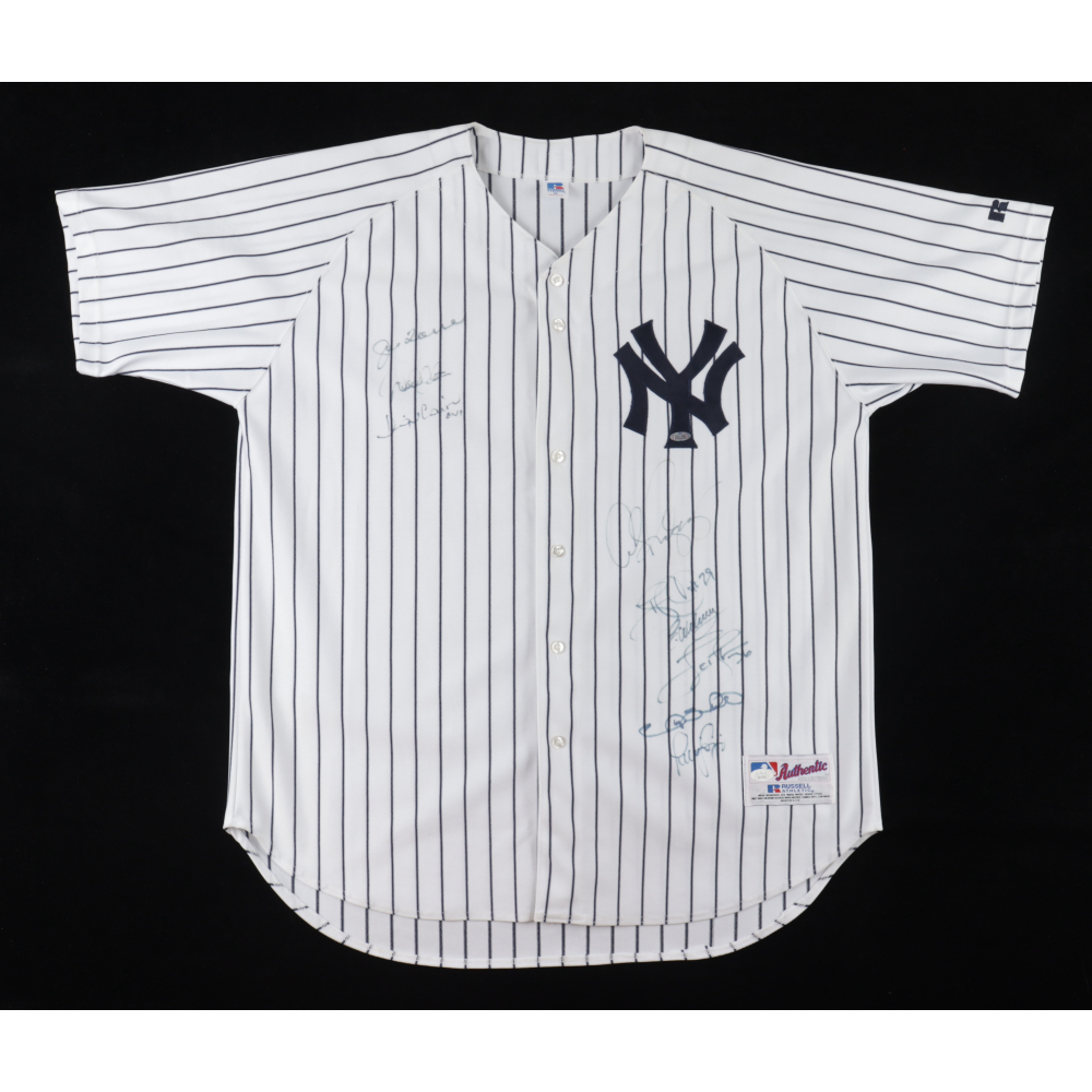 Yankees Jersey Signed by (9) with Joe Torre, Derek Jeter, Alex ...