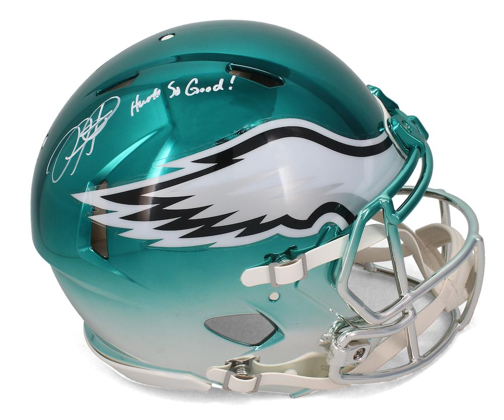 Jalen Hurts Signed Authentic Chrome Helmet Inscribed "Hurts So Good ...