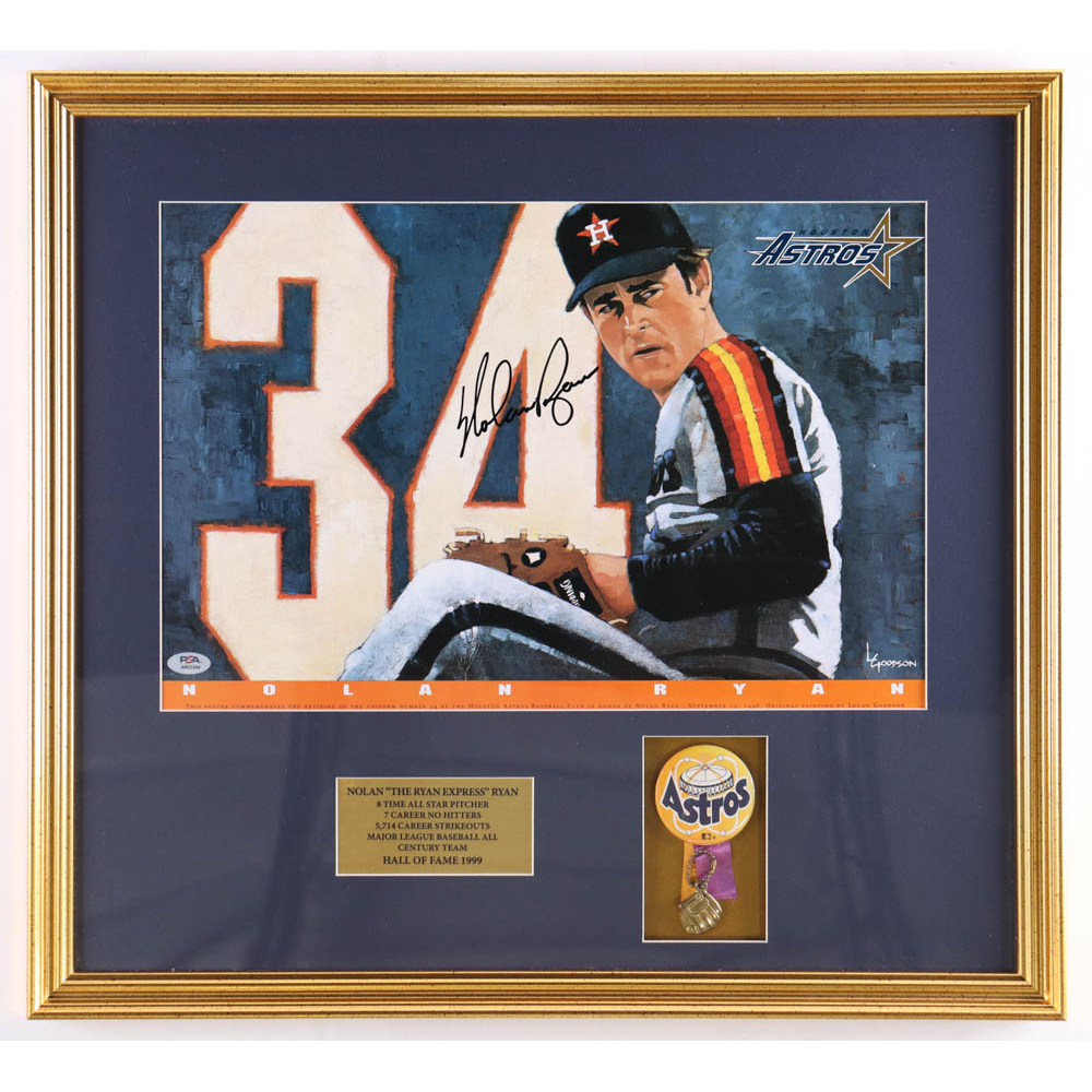 Nolan Ryan Signed Astros Custom Framed 1996 Astros Art Print With ...