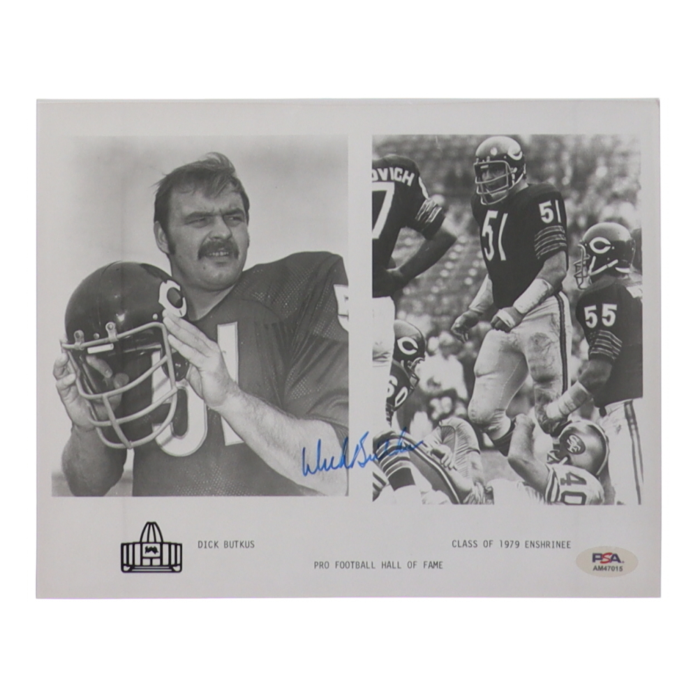 Dick Butkus Signed Bears 8x10 Photo Psa Pristine Auction