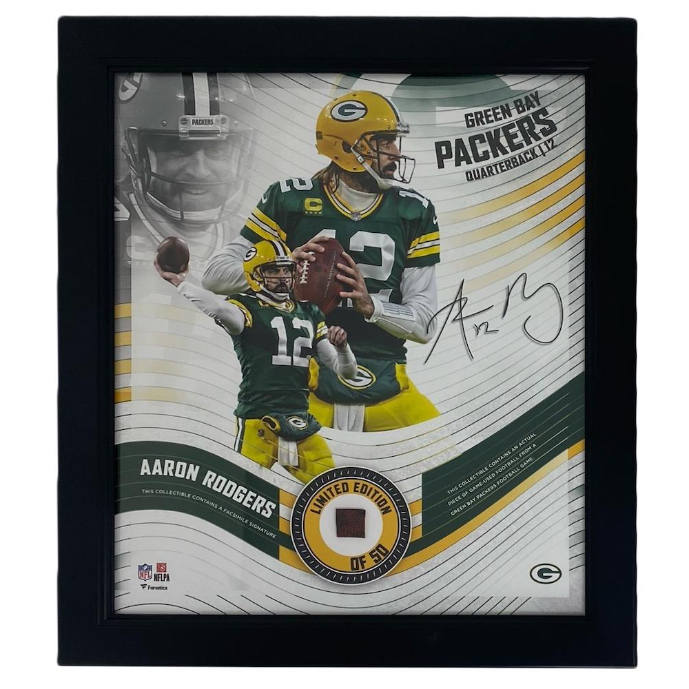 Aaron Rodgers LE Packers Custom Framed Photo Display with Game-Used ...