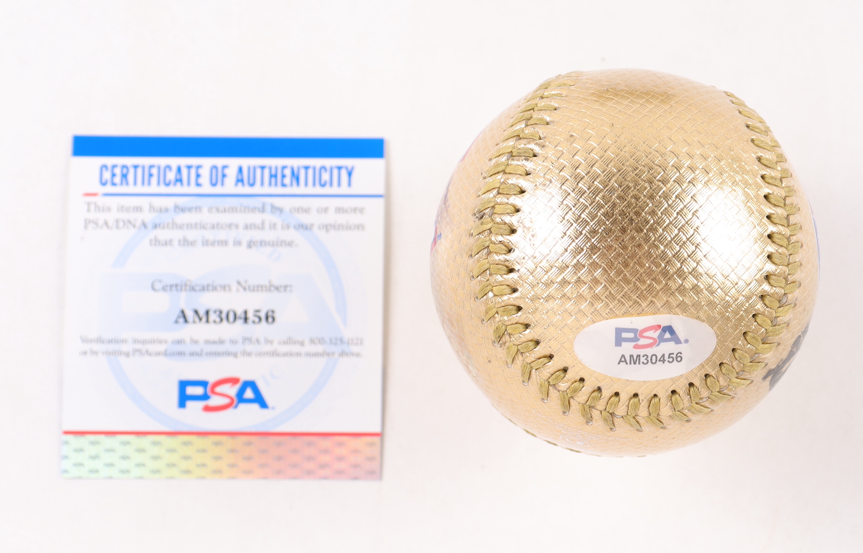 Nolan Ryan Signed Gold Rangers Logo Baseball with Display Case (PSA ...