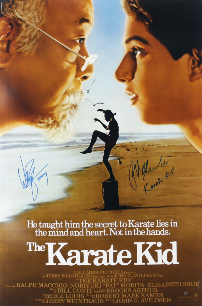 Ralph Macchio & William Zabka Signed "The Karate Kid" 24x36 Movie Poster Inscribed "Karate Kid ...